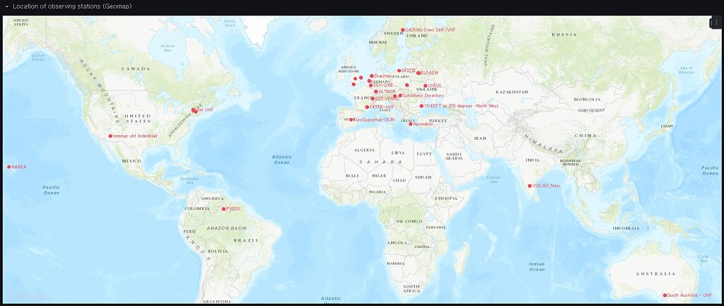 Grafana: 'Geomap' plugin shows location of observing stations on world ...